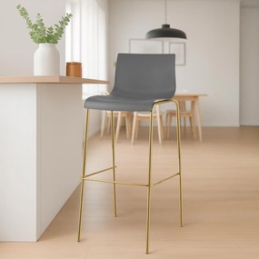 Sada 2 ks barových židlí Hoover plast, zlaté nohy - šedá