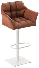 Barová židle Damas W1~ koženka, bílý rám - Světle hnědá