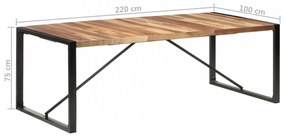Jídelní stůl masivní dřevo / kov Dekorhome 220x100x75 cm
