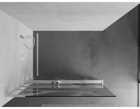 Mexen Kioto+ L, sprchová zástěna Walk-In s poličkou a věšákem 90 x 200 cm, 8mm čiré sklo bílý vzor, ​​bílý profil, 800-090-123-20-97