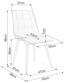 Jídelní čalouněná židle SIK CHROM VELVET černá/chróm