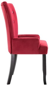Jídelní židle s područkami 4 ks červené samet,  276921