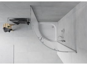 Mexen Rio půlkruhový sprchový kout 90 x 90 cm, Vzor jinovatky, Chromovaná + sprchová vanička Rio, Bílá - 863-090-090-01-30-4710