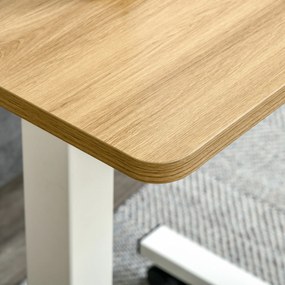 HOMCOM Stůl Sit-stand výškově nastavitelný s kolečky Prostorově úsporný stůl na notebook ve tvaru C přírodní bílá 70-110 cm do 70 kg | Aosom.de