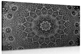 Obraz orientální Mandala v černobílém provedení - 120x80 cm