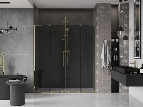 Mexen Velar L Duo, posuvné sprchové dveře do otvoru 200 cm, 8mm šedé sklo, zlatá lesklá, 871-200-003-42-50
