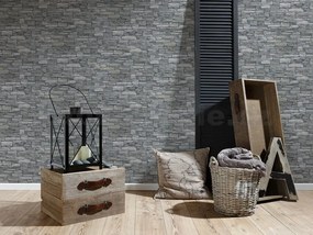 Vliesové tapety na zeď Wood´n Stone 95871-1, kámen skladaný šedo-hnědý, rozměr 10,05 m x 0,53 m, A.S.Création