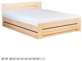 Drewmax Dřevěná postel 100x200 BOX buk LK198 ořech kovový rošt