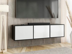 TV skříňka EDI 3 černý + bílý uzavřená TV skříňka s policí