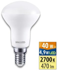 LED žárovka E14 McLED R50 4,9W (40W) teplá bílá (2700K), reflektor 120° ML-317.004.87.0
