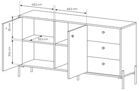 Komoda Scandia 2D3S (dub scandi + jedlička scandi). 1071386