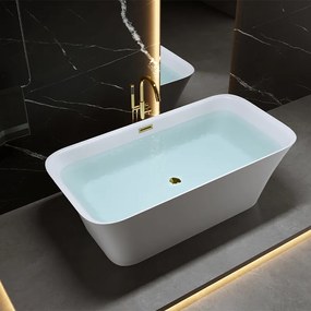 BPS-koupelny Volně stojící akrylátová vana HYD-VIA511A 150x75 bílá, odtokový komplet zlatý