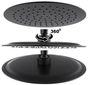 Erga Erga, SLIM sprchová hlavice o průměru 25cm, černá matná, ERG-YKA-BP.BRG25-BLK