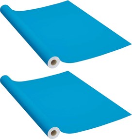 Samolepící tapety na nábytek 2 ks azurové 500 x 90 cm PVC 3059655