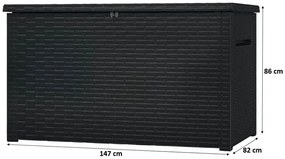 KETER JAVA 850L Úložný box ratan 147 x 82 x 86 cm, grafit 17204486