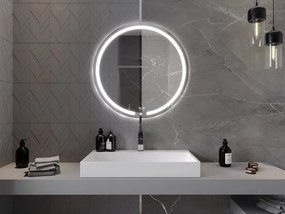 Mexen Rose Podsvícené koupelnové zrcadlo, kulaté 80 cm, LED 6000K, proti zamlžení - 9810-080-080-611-00