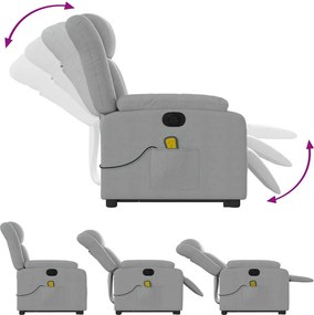 Elektrické zvedací masážní polohovací křeslo světle šedé textil 3205352