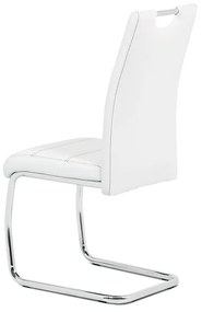 Jídelní židle FOTIA, bílá eko-kůže, černé prošití