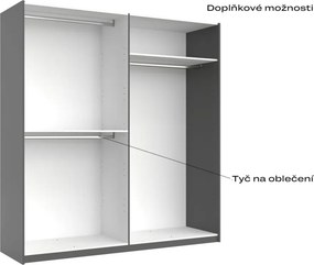 Skříň s posuvnými dveřmi 2,0x2,1m (Dveře Grafit/Zrcadlo) série N Dominika