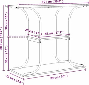 vidaXL Konzolový stolek s policí 101 x 35 x 80,5 cm [868474] Barva: Staré dřevo