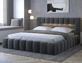 Dvoulůžková postel LAMICA II 180x200 s LED osvětlením Monolith 85 šedá