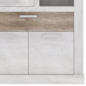 Sconto Vitrína DURO pinie bílá/dub antik