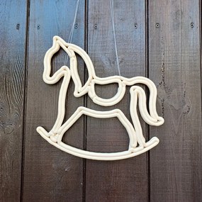 ECOprint vánoční ozdoba koníček 30 cm bílá, 3D tisk, plast, venkovní