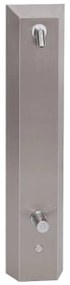Sanela Nerezový sprchový nástěnný panel s piezo tlačítkem a průtokoměrem - pro dvě vody, regulace termostatem