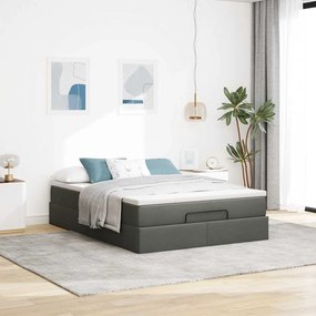 Osmanský rám postele s matrací tmavě šedá 140x200cm textil 3311114