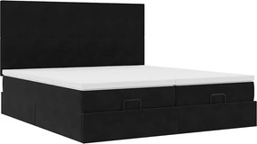 Osmanský rám postele s matrací černý 200x200cm samet 3313762