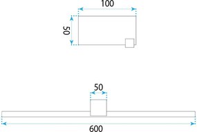 Toolight Toolight, LED koupelnové nástěnné svítidlo 60cm, 12W, 1500lm, SWE044-1W, zlatá lesklá, OSW-20144