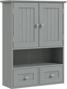 kleankin nástěnná koupelnová skříňka, toalettová skříňka, s dveřmi, otevřeným prostorem, 2 zásuvkami, 50,8 d x 17,8 š x 66 v cm, šedá
