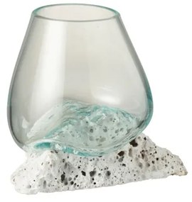 Skleněná váza vsazená na lávový kámen Lava M - 17*12,5*13,5 cm