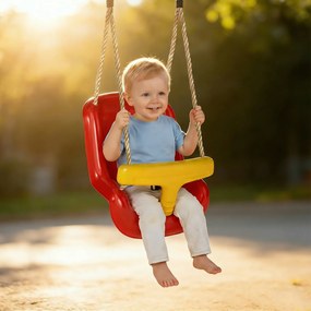 Dětská houpačka nastavitelná Rostoucí dětská sedačka s opěradlem, bezpečnostní zábradlí, pro děti od 9-36 měsíců, červená barva