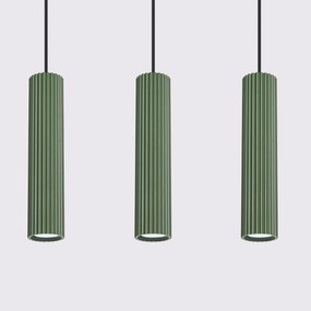 Sollux Lighting Závěsná lampa KARBON 3L olivově zelená