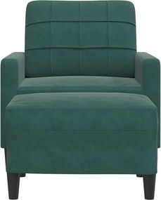 Křeslo s podnožkou tmavě zelené 60 cm samet 3278259
