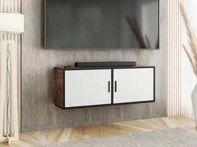 TV skříňka ROJO 2 dub Craft zlatý + bílý uzavřená TV skříňka s policí