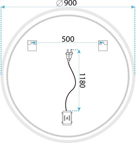 Tutumi Zrcadlo ⌀90 cm s vyhříváním a regulovatelným LED osvětlením HOM-00206