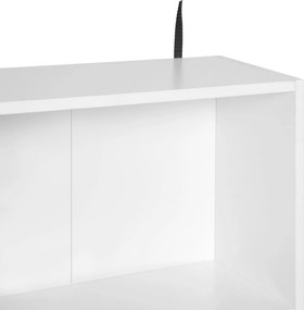 HOMCOM Skandinávská Knihovna s Úložným Prostorem, rozměry 80 Š x 23,5 H x 123 V cm, 5 nik, skříňka, 2 dveře, zúžené nohy z masivního borovicového dřev
