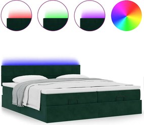 Osmanský rám postele s matrací tmavě zelená 200x200cm samet 3312932