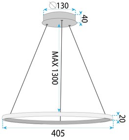 Toolight Závěsné LED osvětlení E5 LHJ011-CP 40cm černé