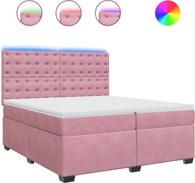 Box spring postel s matrací růžová 200x200 cm samet 3293319