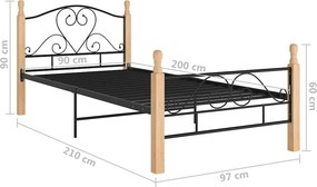 Rám postele černý kov 90 x 200 cm 324939