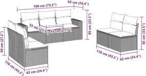7dílná zahradní sedací souprava s poduškami černá polyratan 3251163