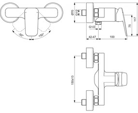 Ideal Standard Ceraplan - Sprchová baterie nástěnná, černá matná BD250XG