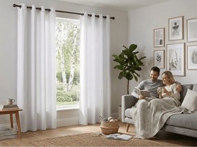 Bílý závěs OXFORD LIGHT 140x270 cm Zavěšení: Řasící páska