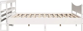 Rám postele s čelem bílý 200 x 200 cm masivní borové dřevo 3306292