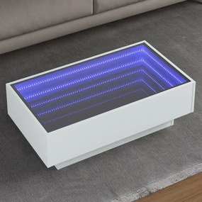 Konferenční stolek s LED bílý 90 x 50 x 30 cm kompozitní dřevo