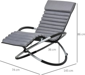 Houpací křeslo Outsunny ergonomické houpací křeslo 2 v 1 zahradní křeslo houpací lehátko kovové textilénové kulovité tmavě šedé 145x74x88 cm pro poho…