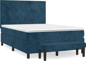 Box spring postel s matrací tmavě modrá 140x190 cm samet 3137723